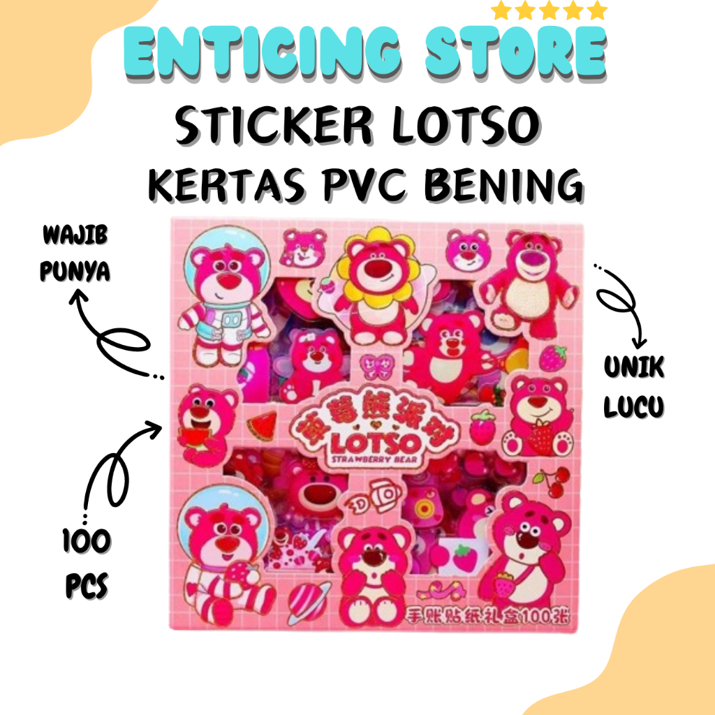 Jual STICKER LOTSO STRAWBERRY BEAR KARAKTER 1 BOX ISI 100 PCS ...