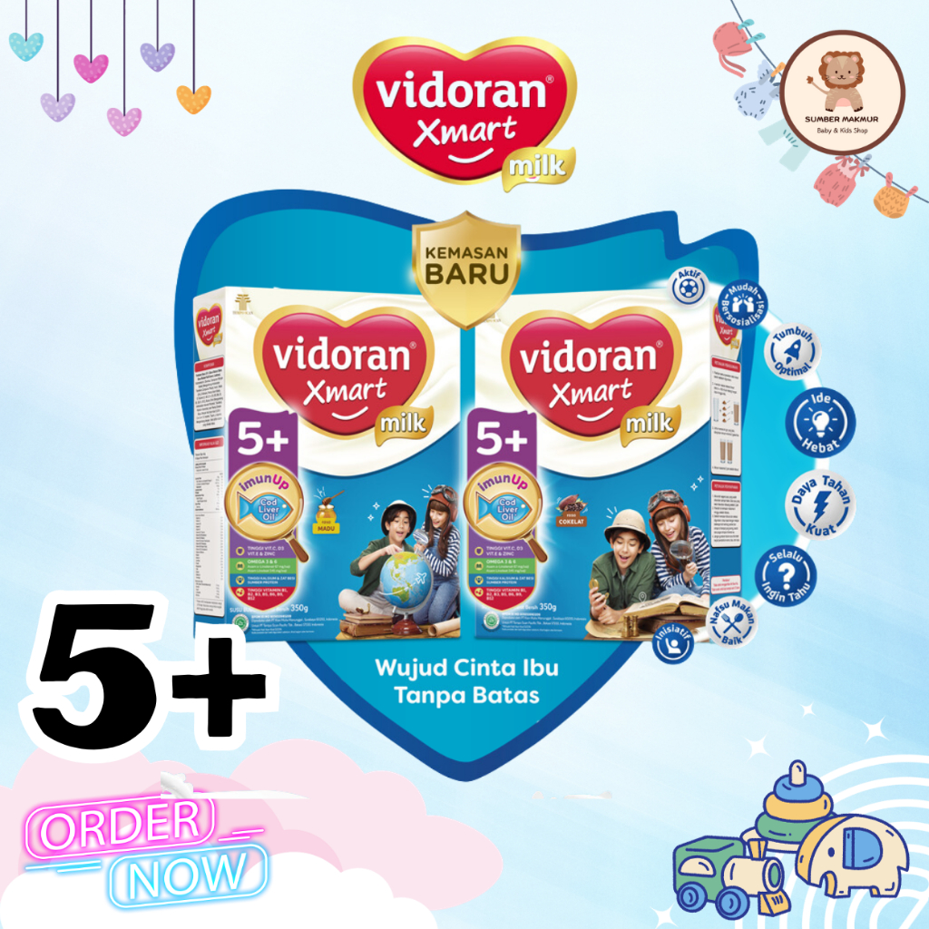 Jual VIDORAN XMART 5+ COKELAT/MADU SUSU FORMULA IMUN UP UNTUK USIA 5-12 ...