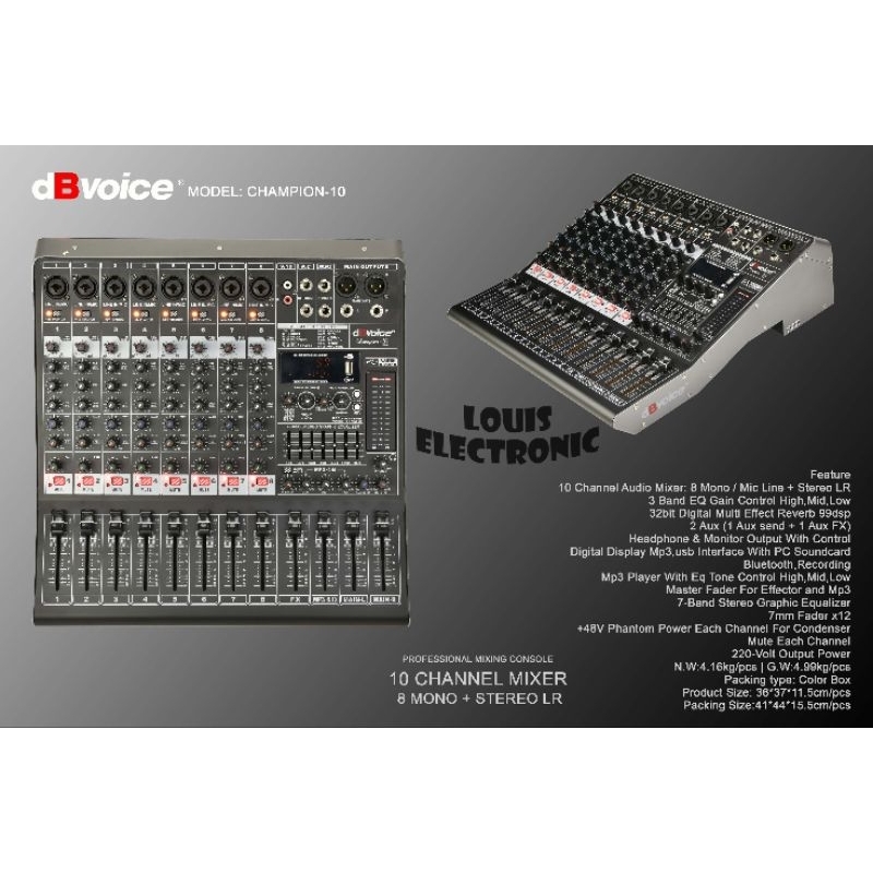 Jual Mixer 10 Channel dBvoice CHAMPION-10 8 Mono 2 Stereo ORIGINAL ...