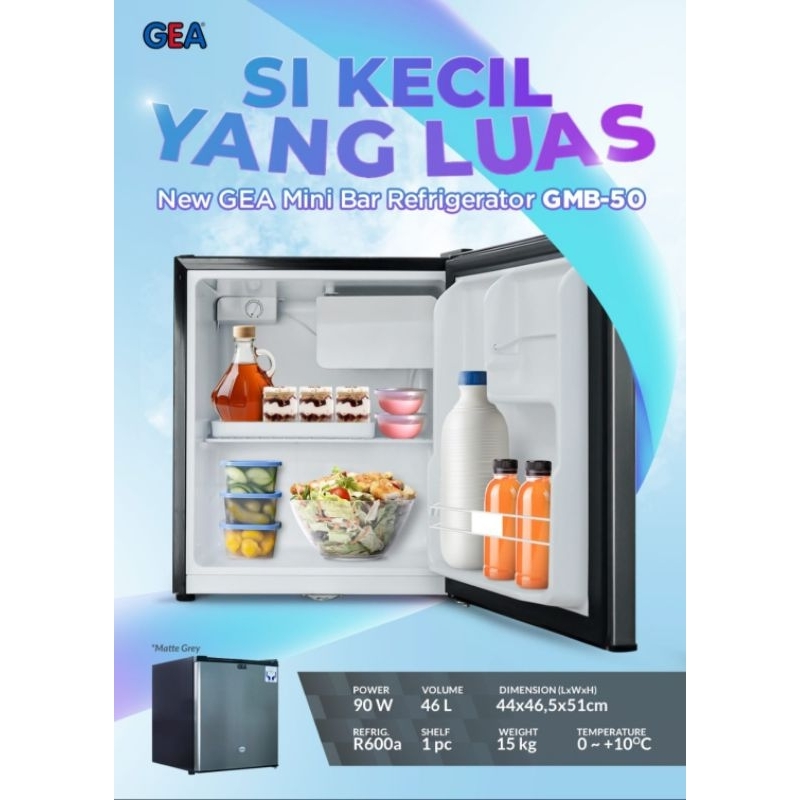 Jual Kulkas GEA minibar 46 ltr GMB-50 GMB 50 Matt grey | Shopee Indonesia