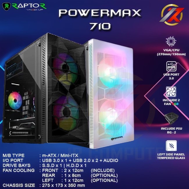 Jual Casing PC Raptor Power Max 710 Include 2 Fan + PSU | Shopee Indonesia