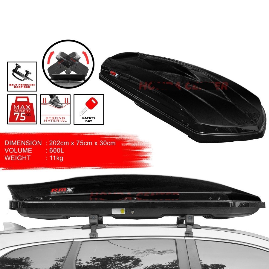 Jual Roof box bagasi atas mobil universal premium abs+pmma 600l bagasi ...