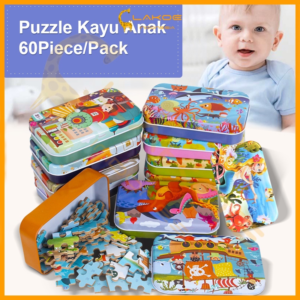 Jual Puzzle Kayu Kotak Kaleng Besi 60pcs Mainan Kreativitas Edukasi ...