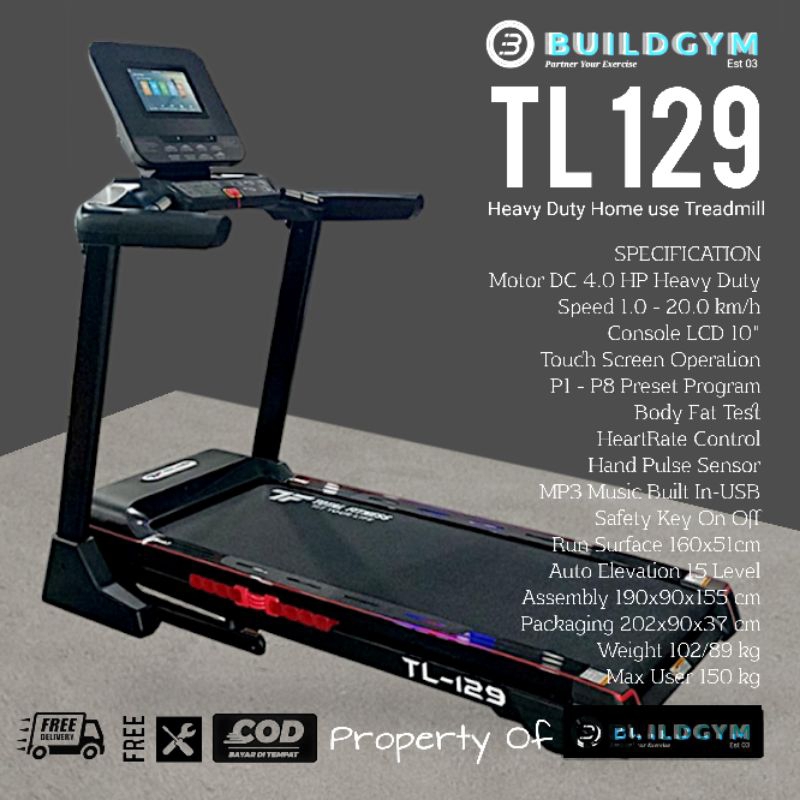 Jual Treadmill Elektrik TL129 Youtube Play Wifi Treadmill Electric TL ...
