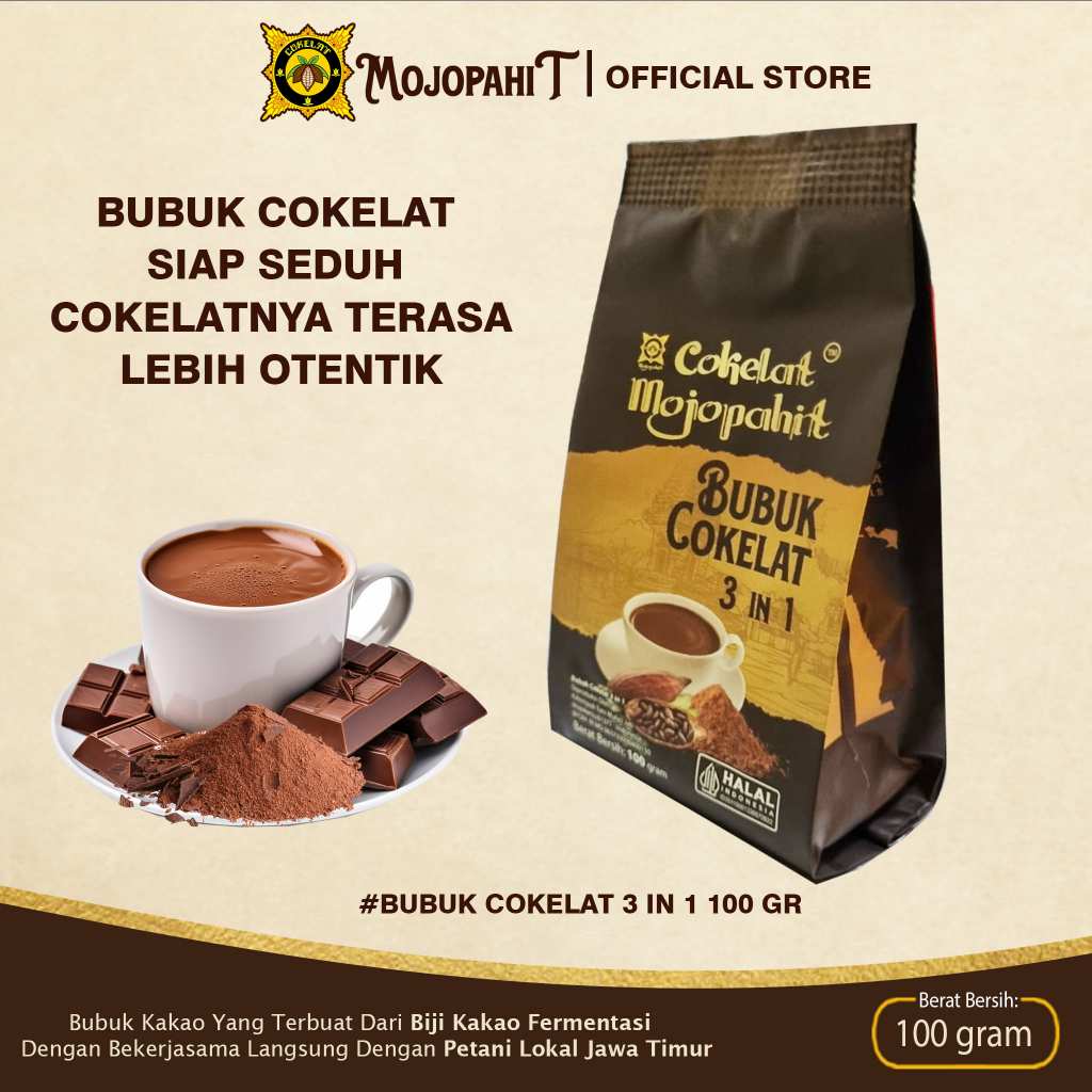 Jual Cokelat Mojopahit | Bubuk Cokelat 3in1 | Kemasan 100 gram | Shopee ...