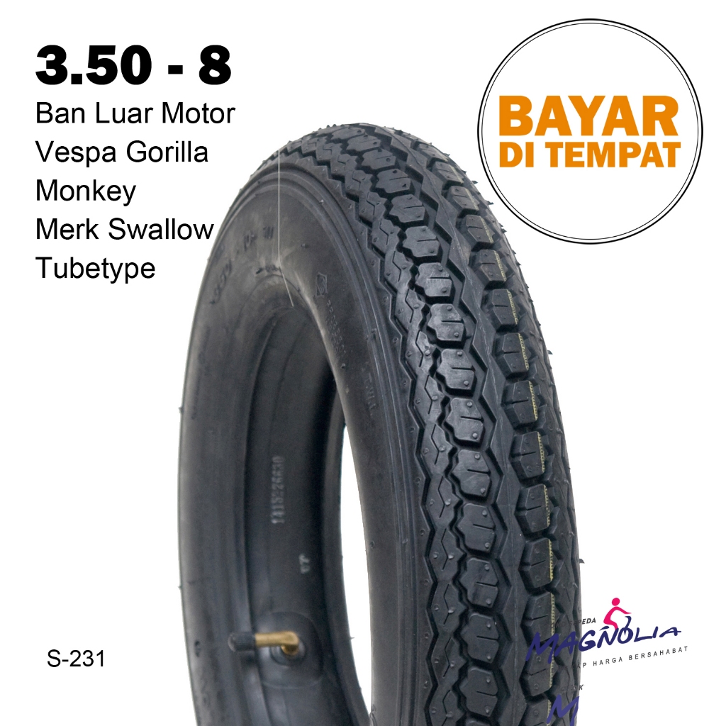 Jual Ban Luar Vespa 3.50 Ring 8 Gorilla Monkey Merk Swallow Komponen Vespa | Shopee Indonesia