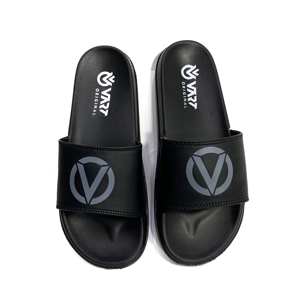 Jual Vart- Sendal Slide Hitam Logo Pria Wanita | Shopee Indonesia