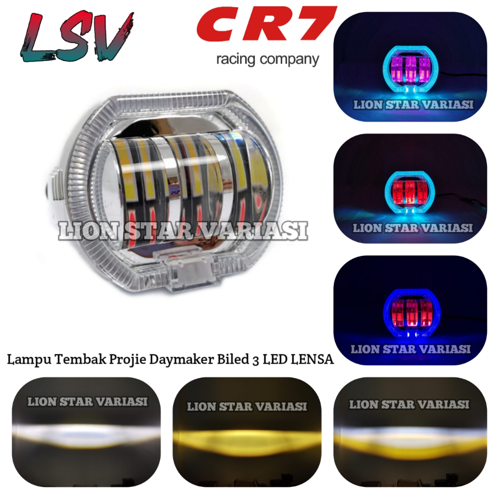 Jual Lampu Tembak LED 3 Lensa Biled Projie Proji 3 LED 3 Mata Lensa 8D ...