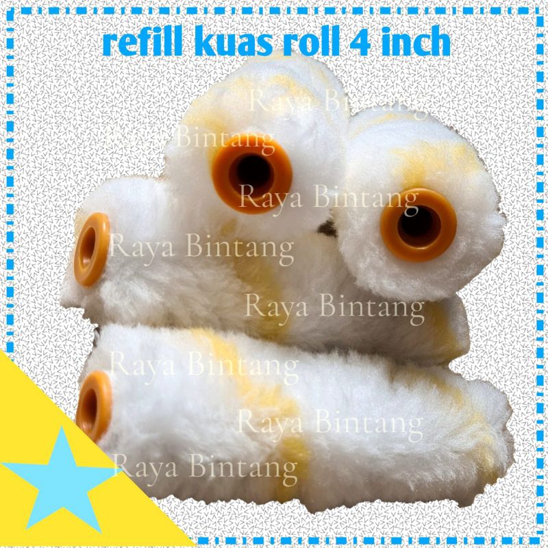 Jual Refill bulu kuas roll 4 inch alat cat roll tangkai 4inch kecil ...