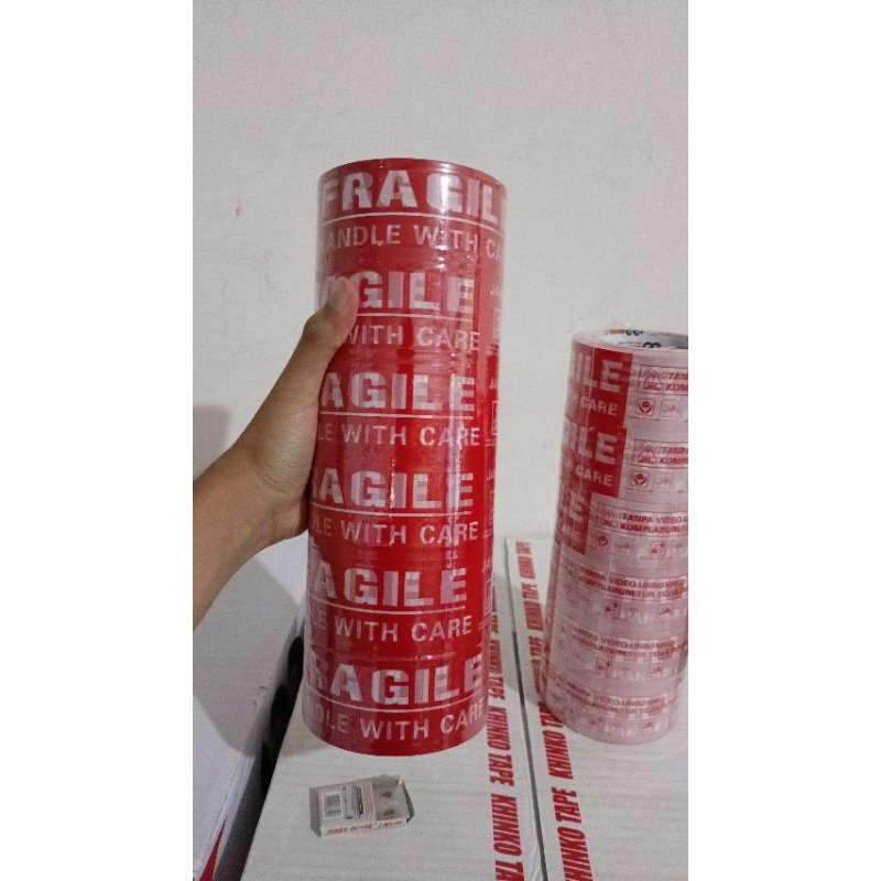 Jual lakban fragile per slop isi 6 mikron 45 ukuran 90 yard lem rekat ...