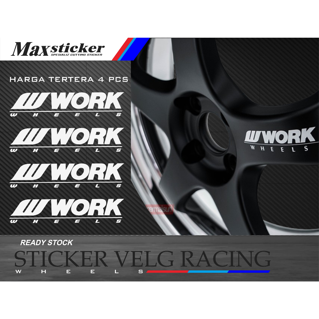 Jual sticker velg racing W WORK WHeels 1 set 4 pcs | Shopee Indonesia