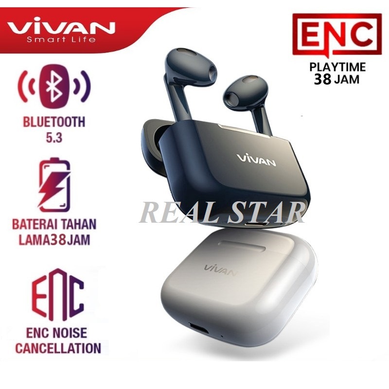 Jual TWS Vivan Life 110 Earphone Bass ENC Gaming Earbuds Wireless ...