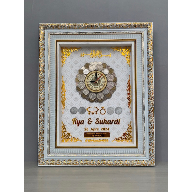 Jual MAHAR PERNIKAHAN JAM DINDING (HIDUP) MIX UANG KOIN / UANG KERTAS ...