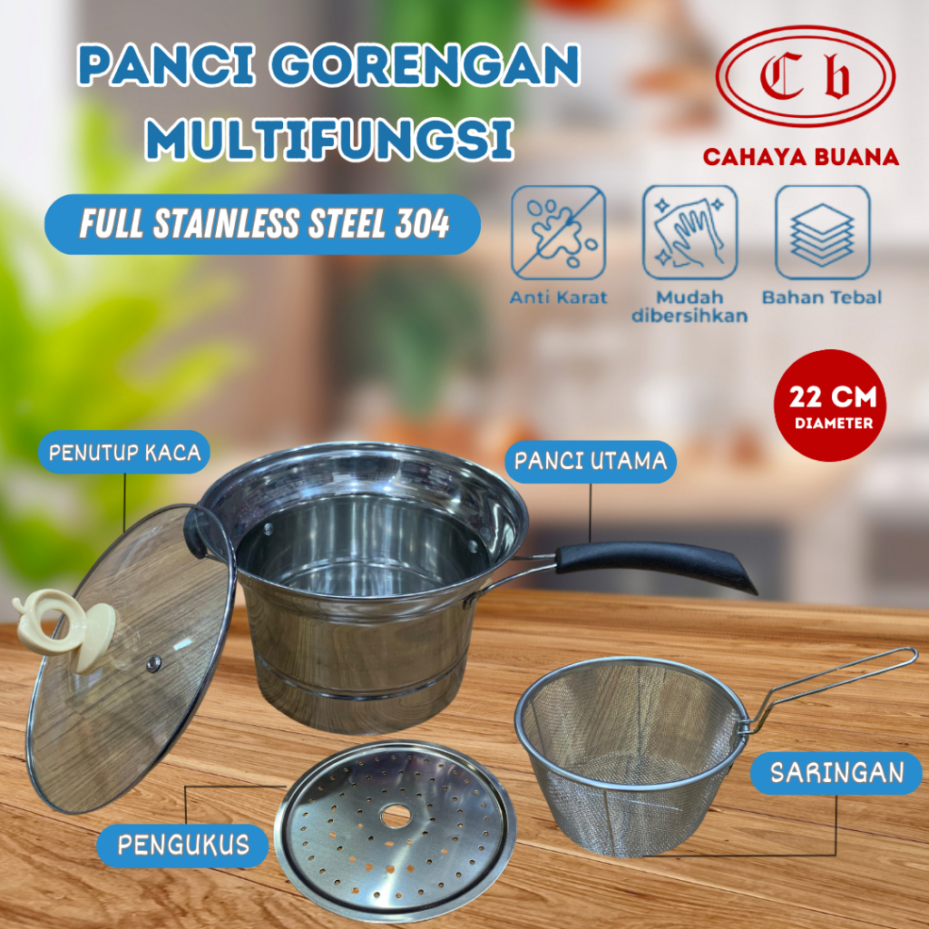 Jual Panci Multifungsi 3 in 1 Stainless /Panci Set Kukus Rebus & Goreng ...