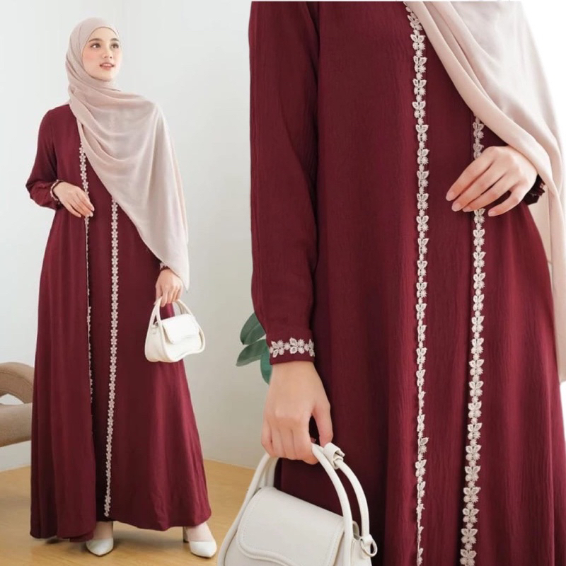 Jual Gamis Crinkle airflow Abaya Polos Renda Marocco Turkey Arab Dubai ...
