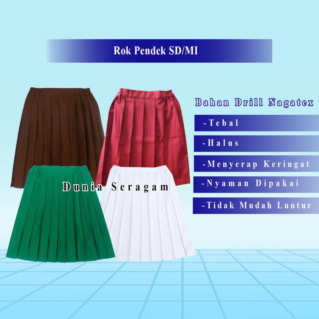 Jual Seragam Sekolah Rok Rempel Pendek Anak TK SD Madrasah Perempuan Pinggang Karet Warna Putih ...
