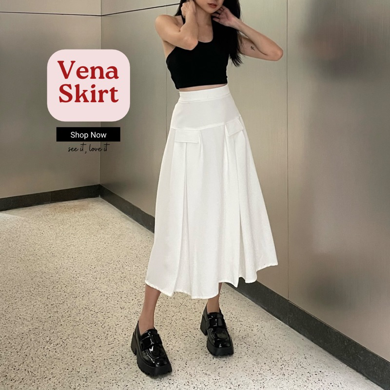 Jual Vena Skirt Rok Bawahan Panjang Midi Skirt Kantor Casual Bahan Poly ...