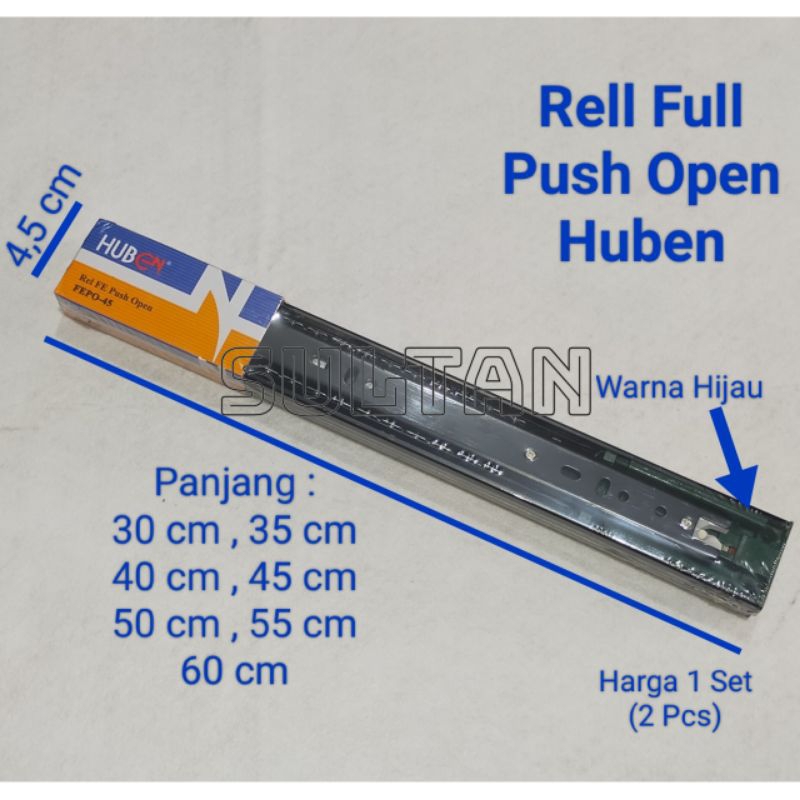 Jual Rel Laci Double Full Extension Push Open PO HUBEN 45mm | Shopee ...