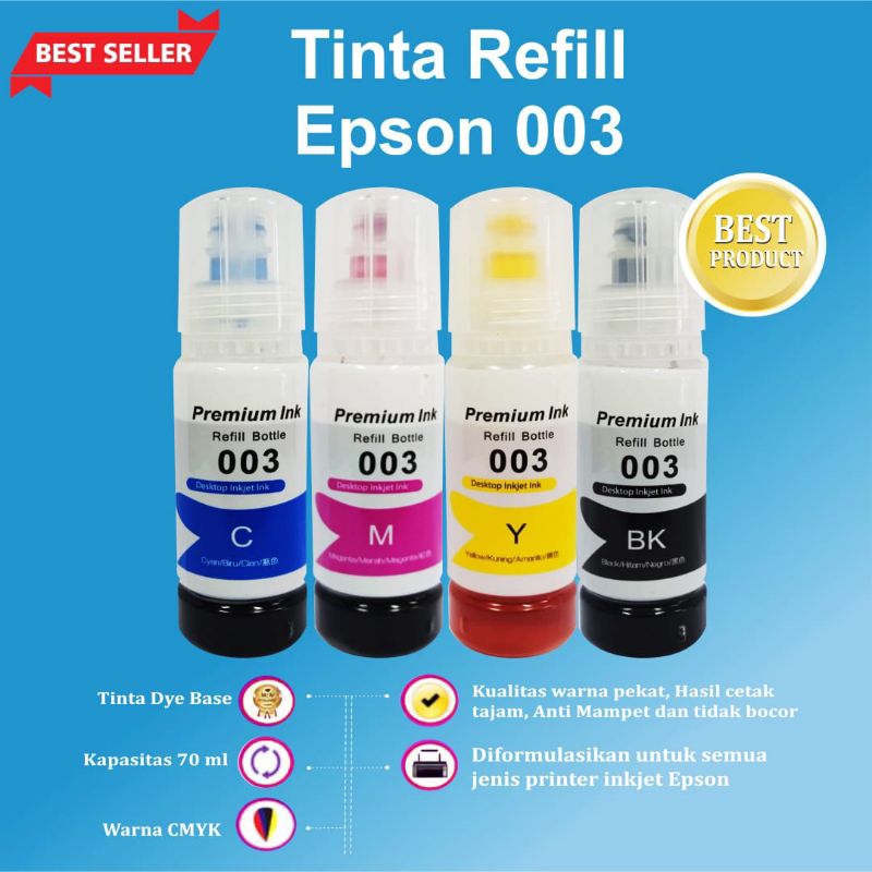 Jual Tinta Premium Ink 003 Refill Printer Epson L1110 L3110 L3150 L5190 ...
