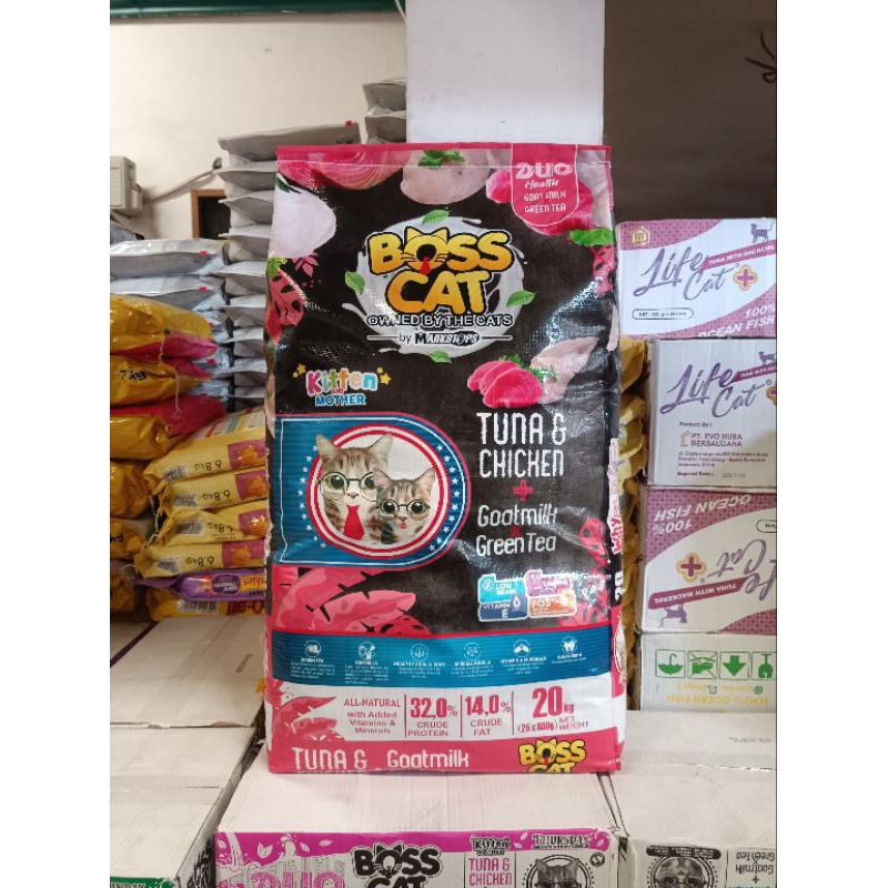 Jual Grab/gojek Boss cat dryfood 20kg Kitten&Mother makanan kucing Tuna ...