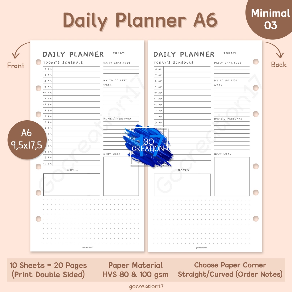 Jual Buku Planner Refill Kertas Isi Binder Daily Plan Rencana Harian ...