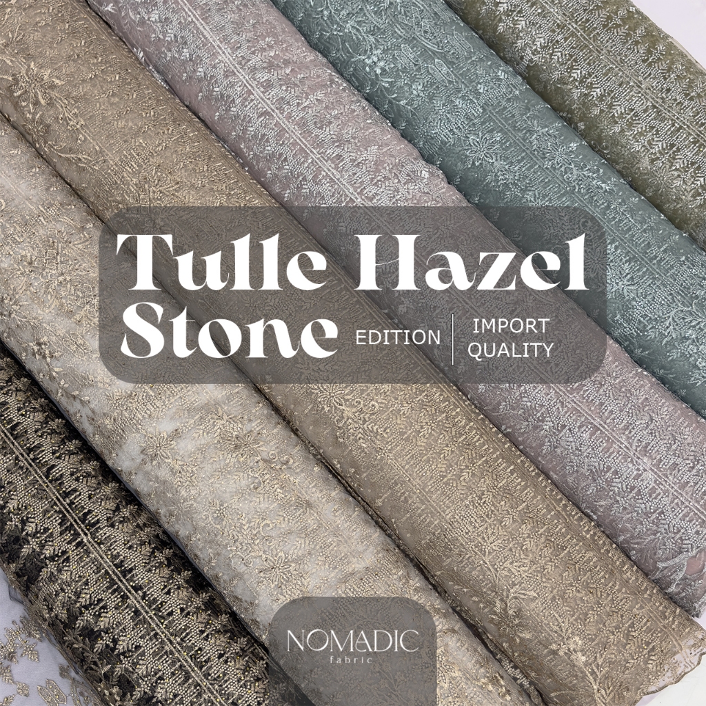 Jual ½ Meter Kain Brokat Tulle Etnik Stone || Tulle Hazel Stone ...