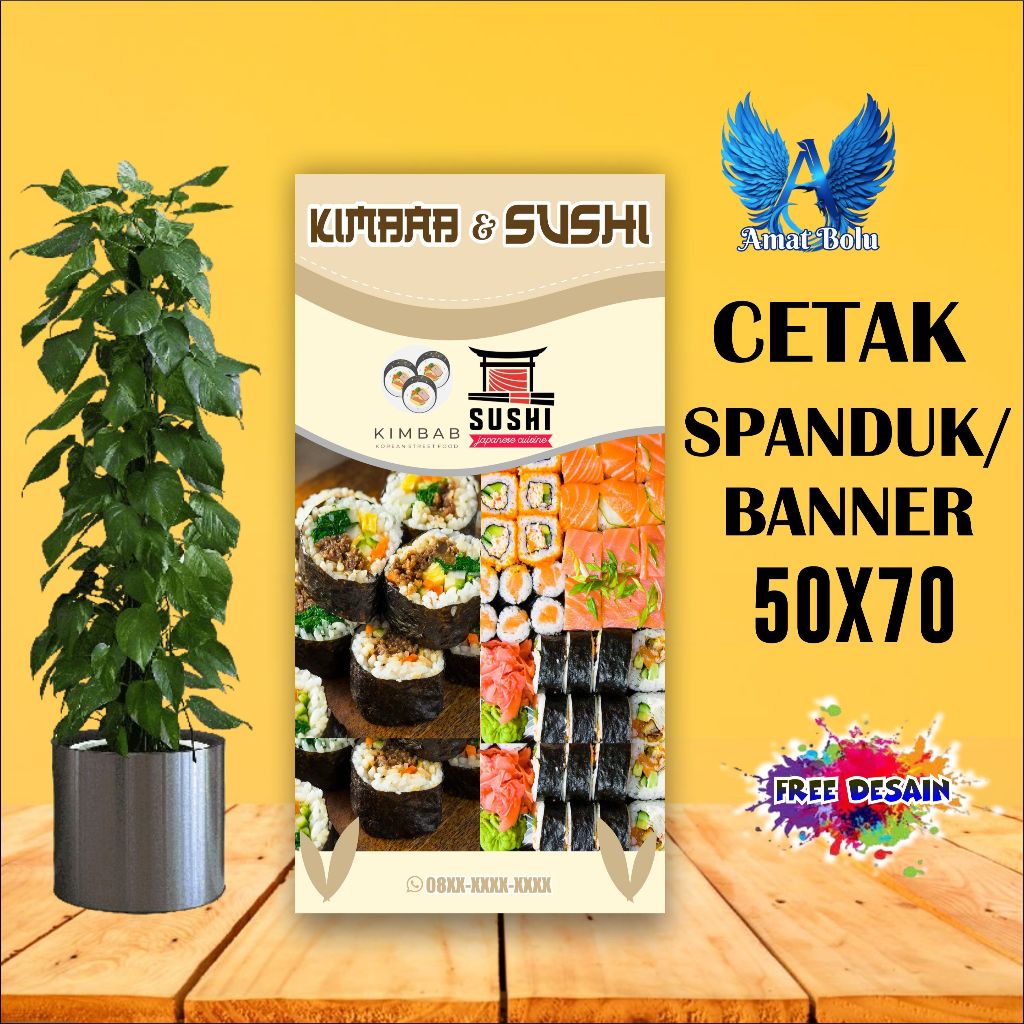 Jual Cetak Banner Cetak Spanduk KIMBAB DAN SUSHI UKURAN 50X100 BISA ...