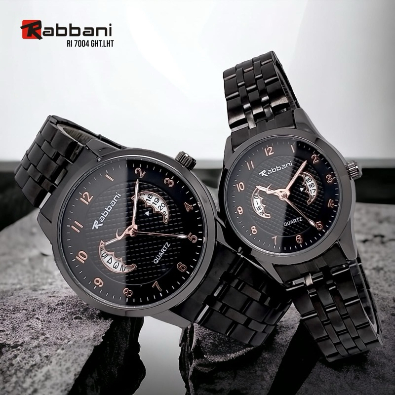 Jual Rabbani Jam Tangan Rante Couple Hitam Original Ada Tanggal Anti ...