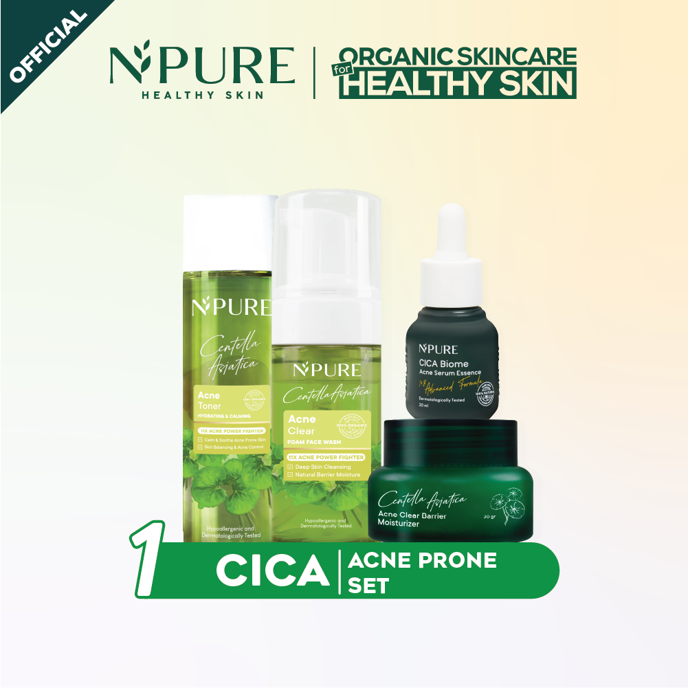 Jual NPURE【4 PCS】 Paket Face Wash + Toner + Serum + Moisturizer Cica ...