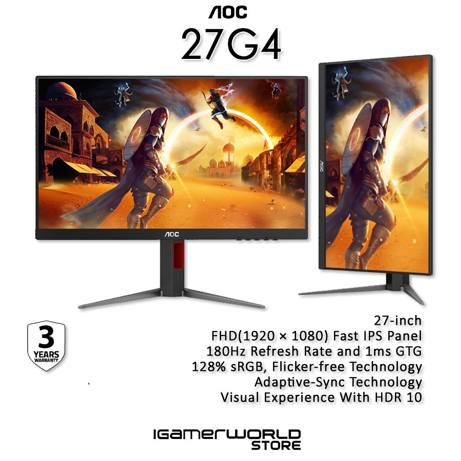 Jual AOC 27G4 27 inch FHD 180Hz Fast IPS HDR10 Gaming Monitor | Shopee ...