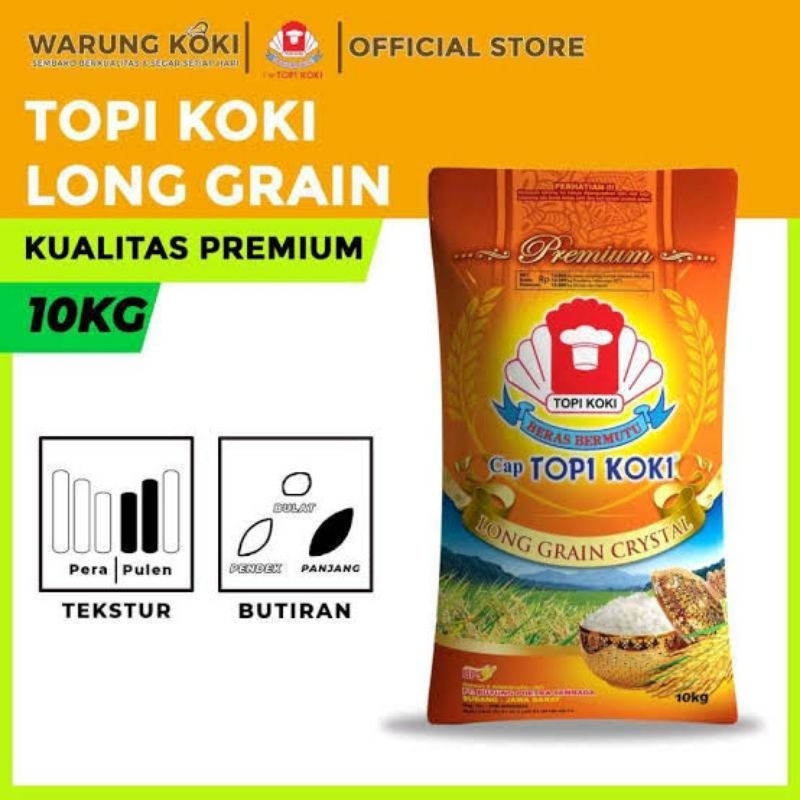 Jual BERAS long grain crystal cap TOPI KOKI - 10 Kg | Shopee Indonesia