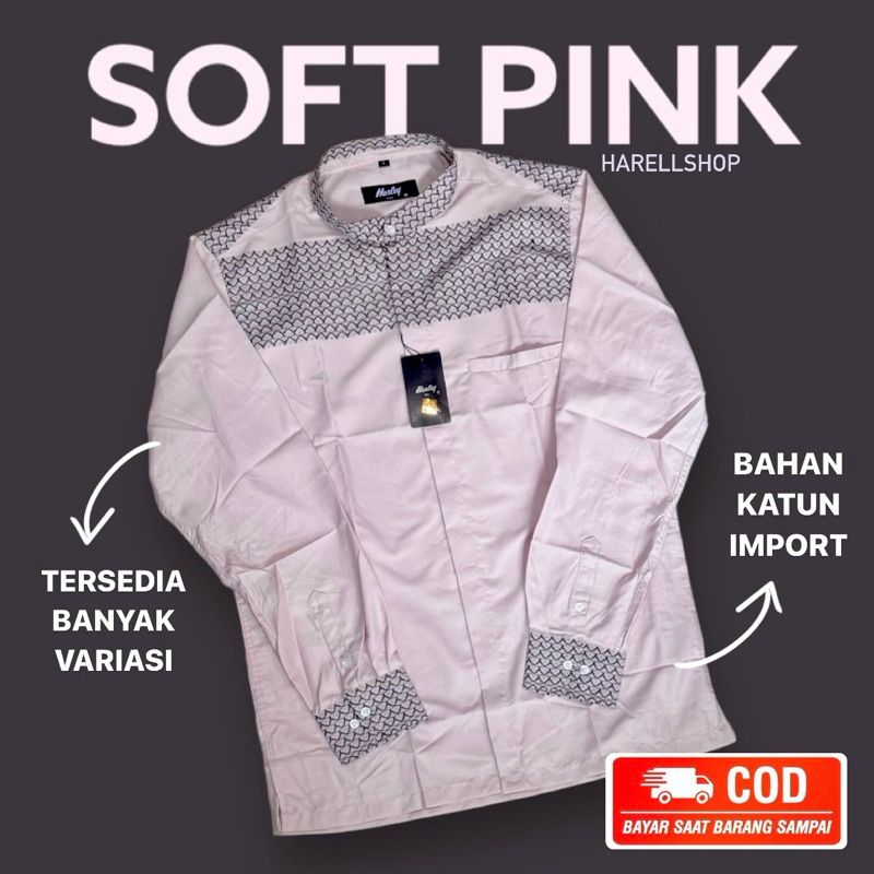 Jual BARU! KEMKO HARLEY kemeja koko motif bintik warna krem pink muda ...