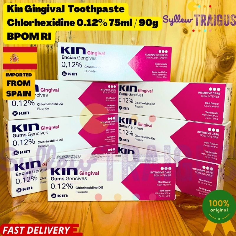 Jual KIN Gingival Toothpaste Pasta Gigi Chlorhexidine 0.12% 75ml / 90g ...