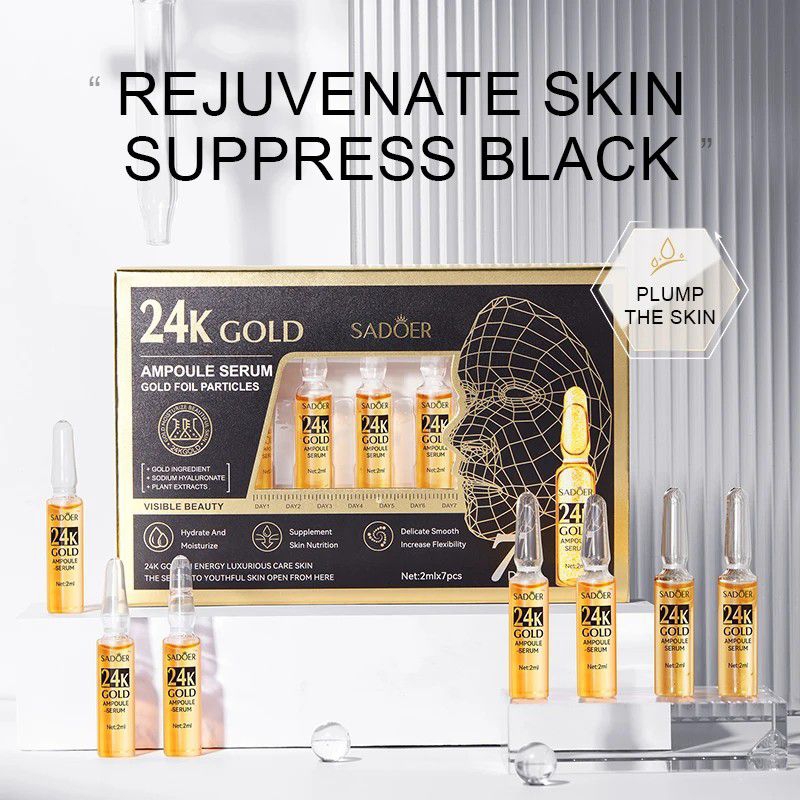 Jual Sadoer 24k Gold Moisturizing Repair Damaged Skin Face Care Serum 2 ml - 7 Pcs | Shopee ...