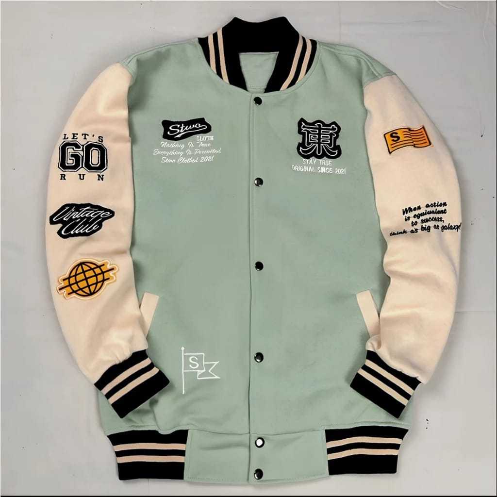 Jual Jaket Varsity Vintage Full Bordir / Jaket Baseball Varsity Pria ...