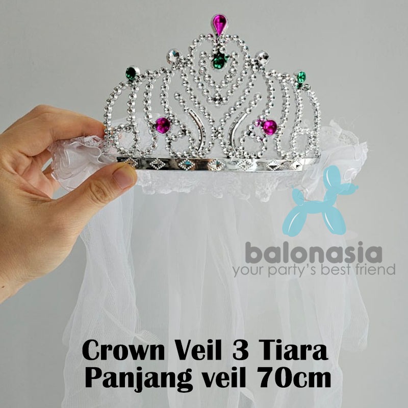 Jual Mahkota Crown 3 Tiara magenta veil bridal shower pernikahan ...