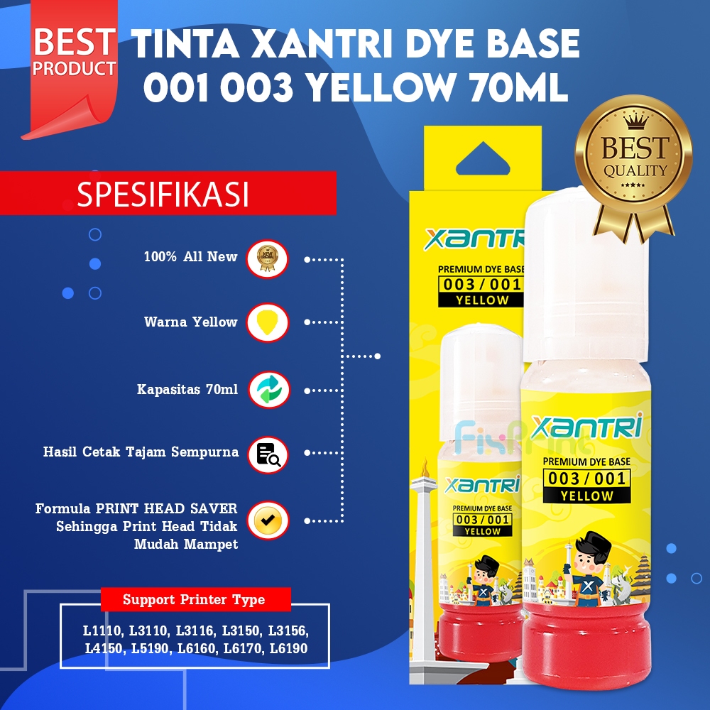 Jual Tinta Botol 003 001 Refill Xantri 005 008 Epson L1110 L1210 L3110 ...