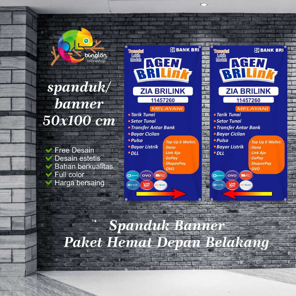Jual Spanduk Banner Plang Panah Agen BRI Custom Desain | Shopee Indonesia