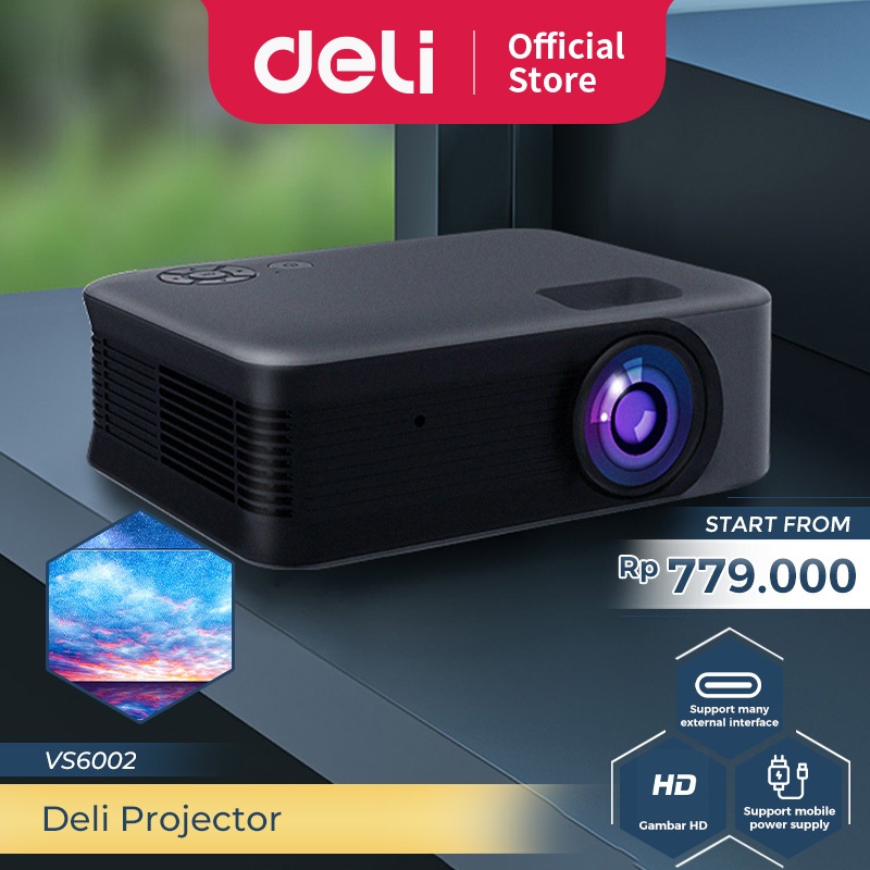 Jual Deli Aoka Home Projector / Proyektor Mini 3000 Lumens Resolusi ...