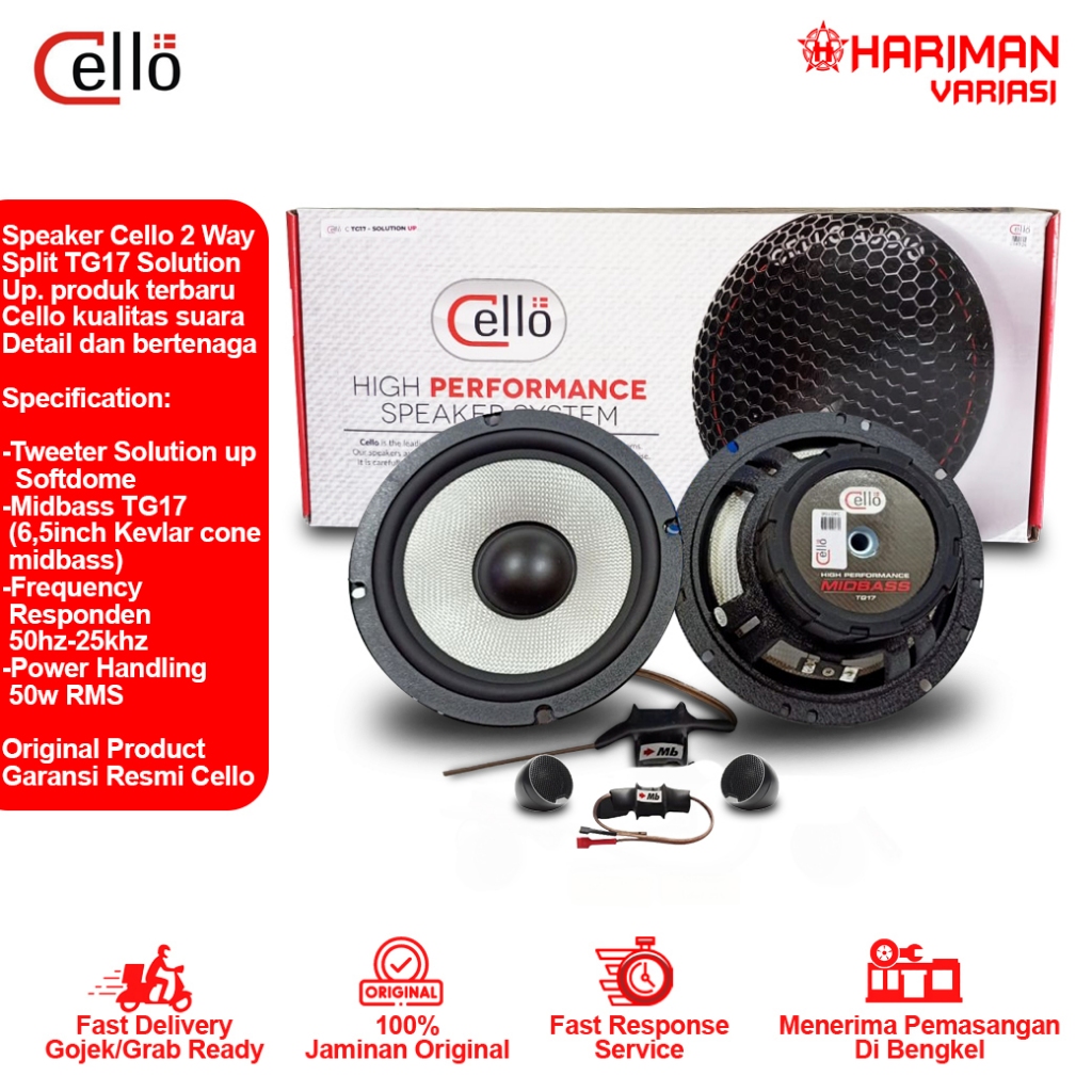 Jual SPEAKER SPLIT 2 WAY CELLO TG17 + TWEETER SOLUTION UP | Shopee ...