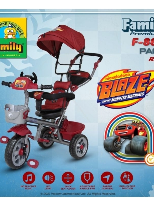 Jual sepeda anak roda tiga stroller family f 860J bangku dua arah ...
