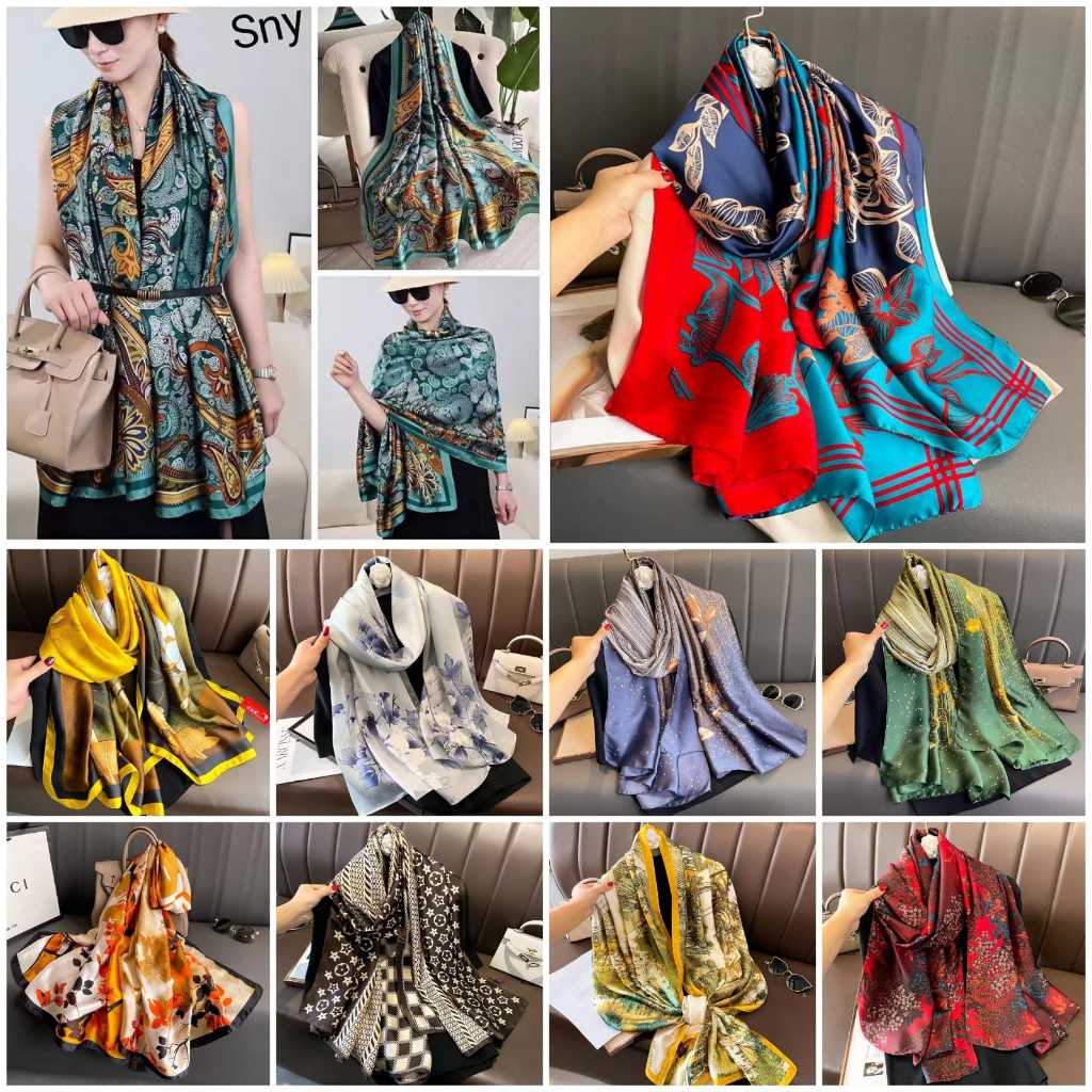Jual NEW Selendang sutra Syal Silk 180x90 Pashmina Import Jilbab Hijab ...