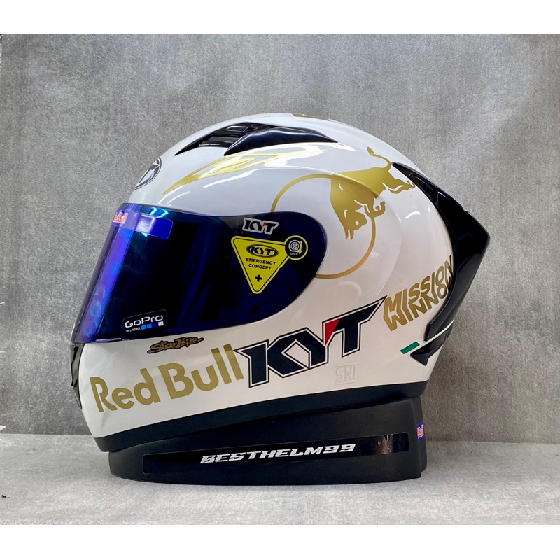 Jual KYT R10 White Glossy I Paket Ganteng Redbull Gold - Visor Iridium ...