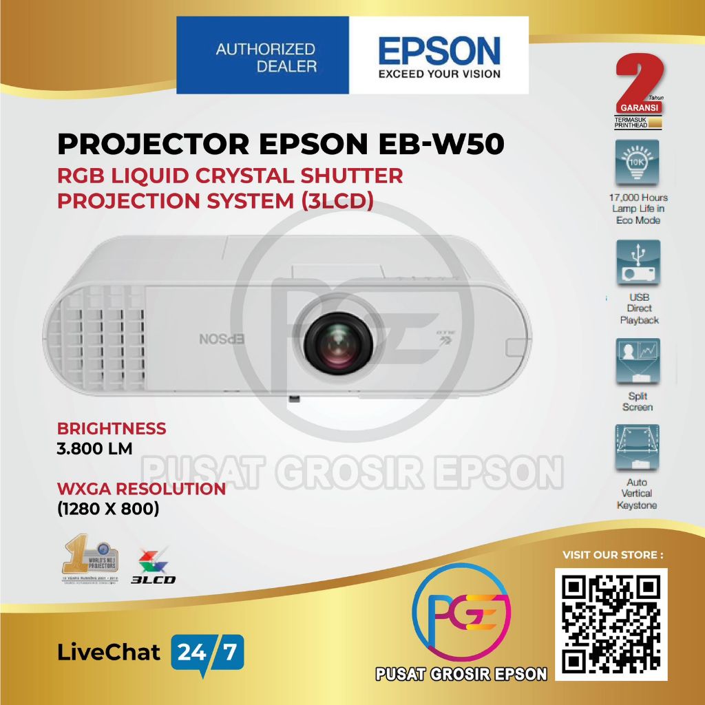 Jual Proyektor Epson EB-W50 EBW50 EB W50 ( Spek sama seperti EB - 980W ) | Shopee Indonesia