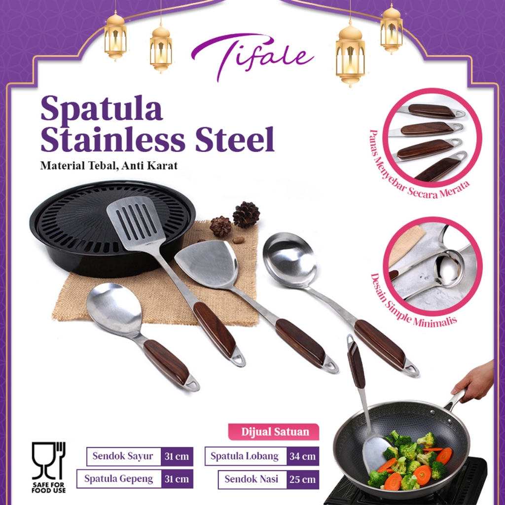 Jual Tifale Sodet Stainless Steel 4Pcs Spatula Sutil Susuk Penggorengan ...