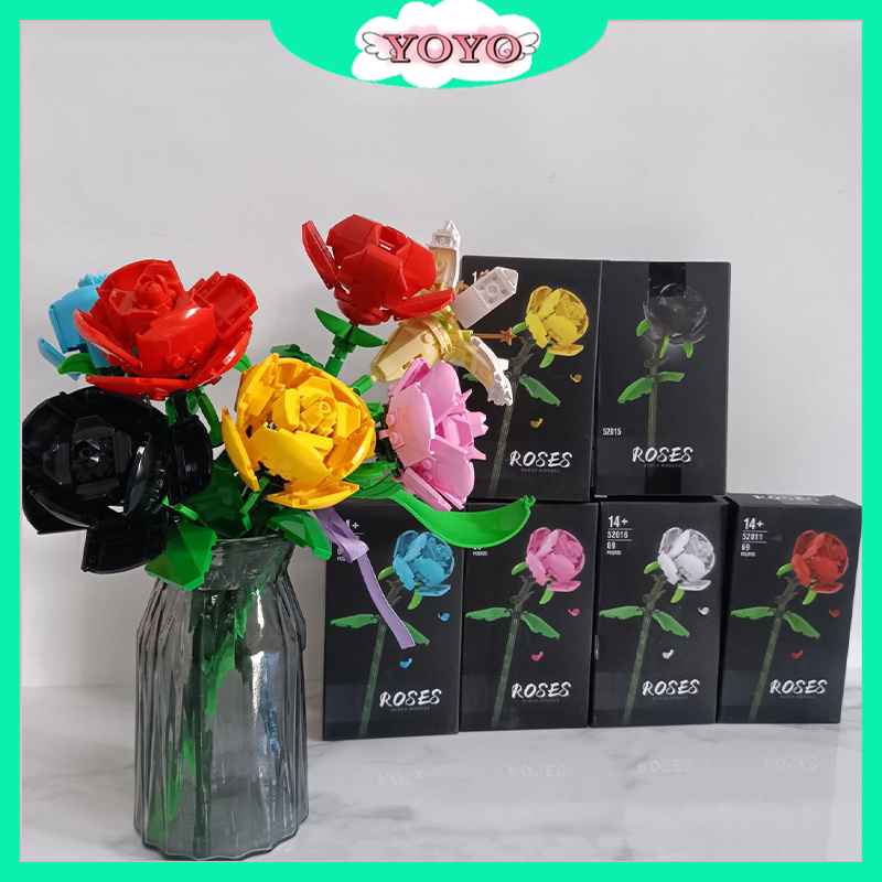 Jual YOYO Bunga Mawar Mainan Balok Building Block DIY Rose Nano Block ...