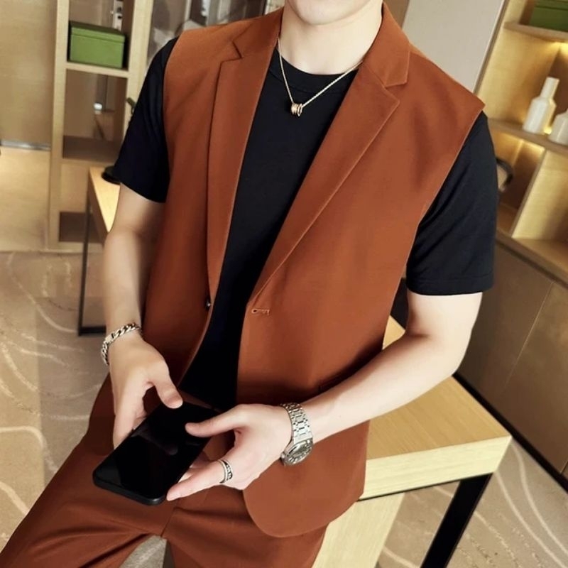 Jual Jas blazer pria tanpa lengan - Outer Pria Bahan Jas full Puring ...