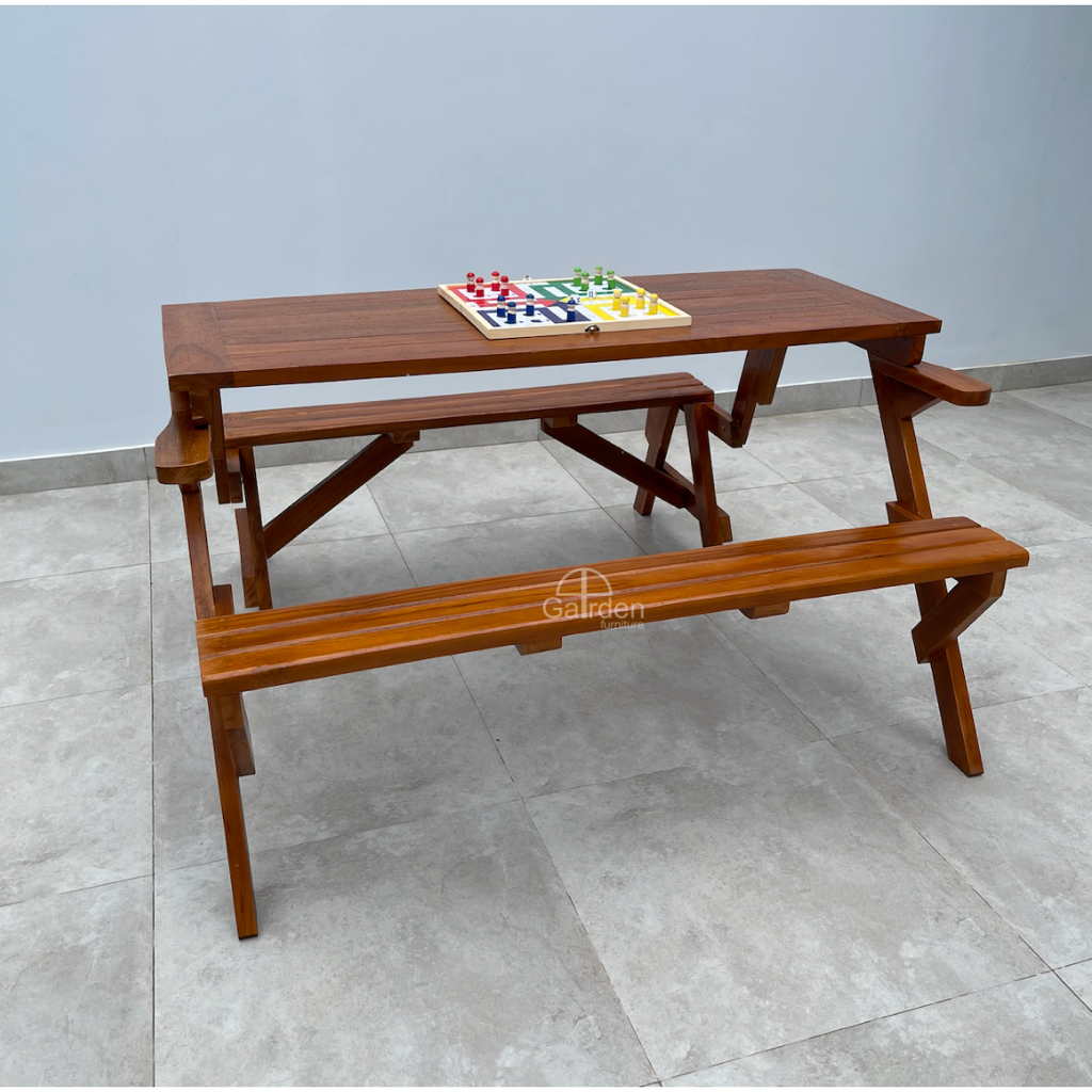 Jual Meja magic kayu jati kursi piknik kafe taman | Shopee Indonesia