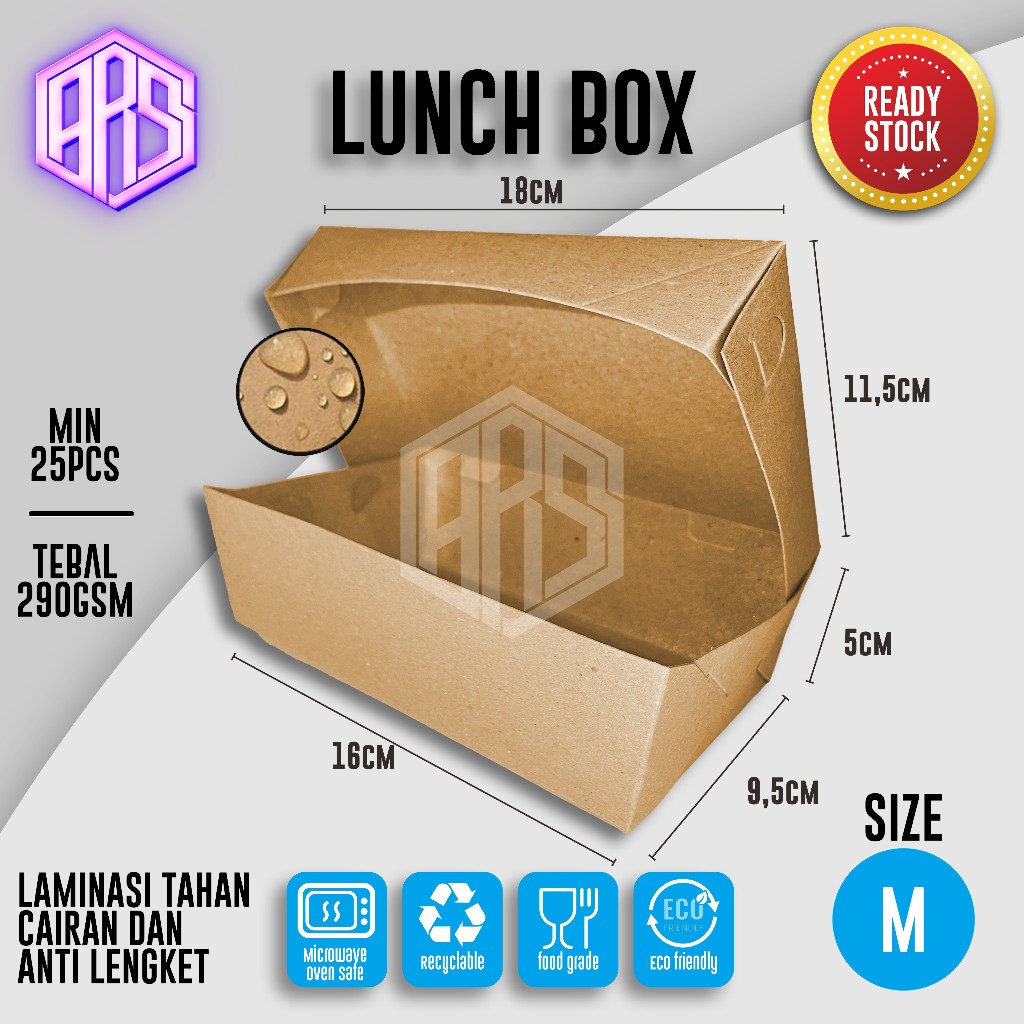 Jual Lunch Box Papper Kraft Coklat Laminasi Ukuran M 290gsm | Shopee ...