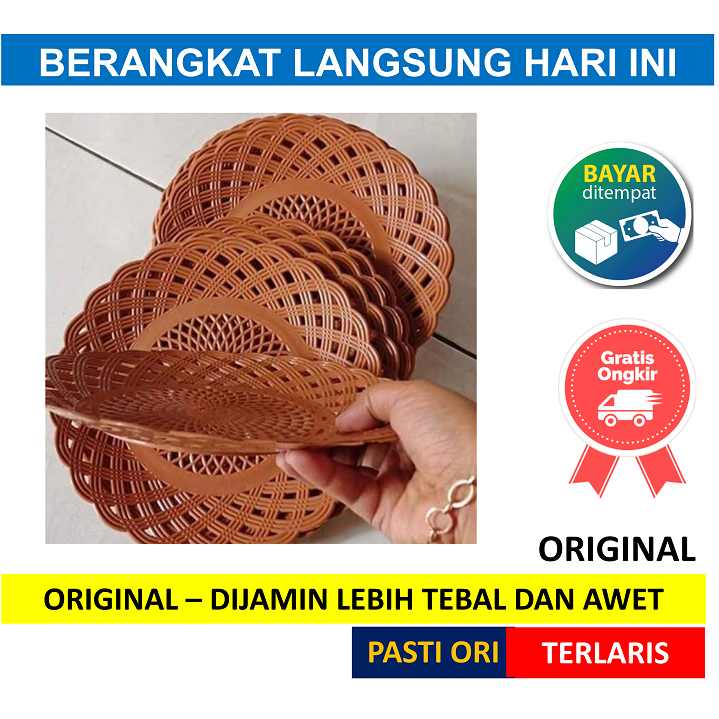 Jual ( ECERAN ) 1 BUAH PIRING ROTAN ANYAM PLASTIK NASI AYAM PENYET ...
